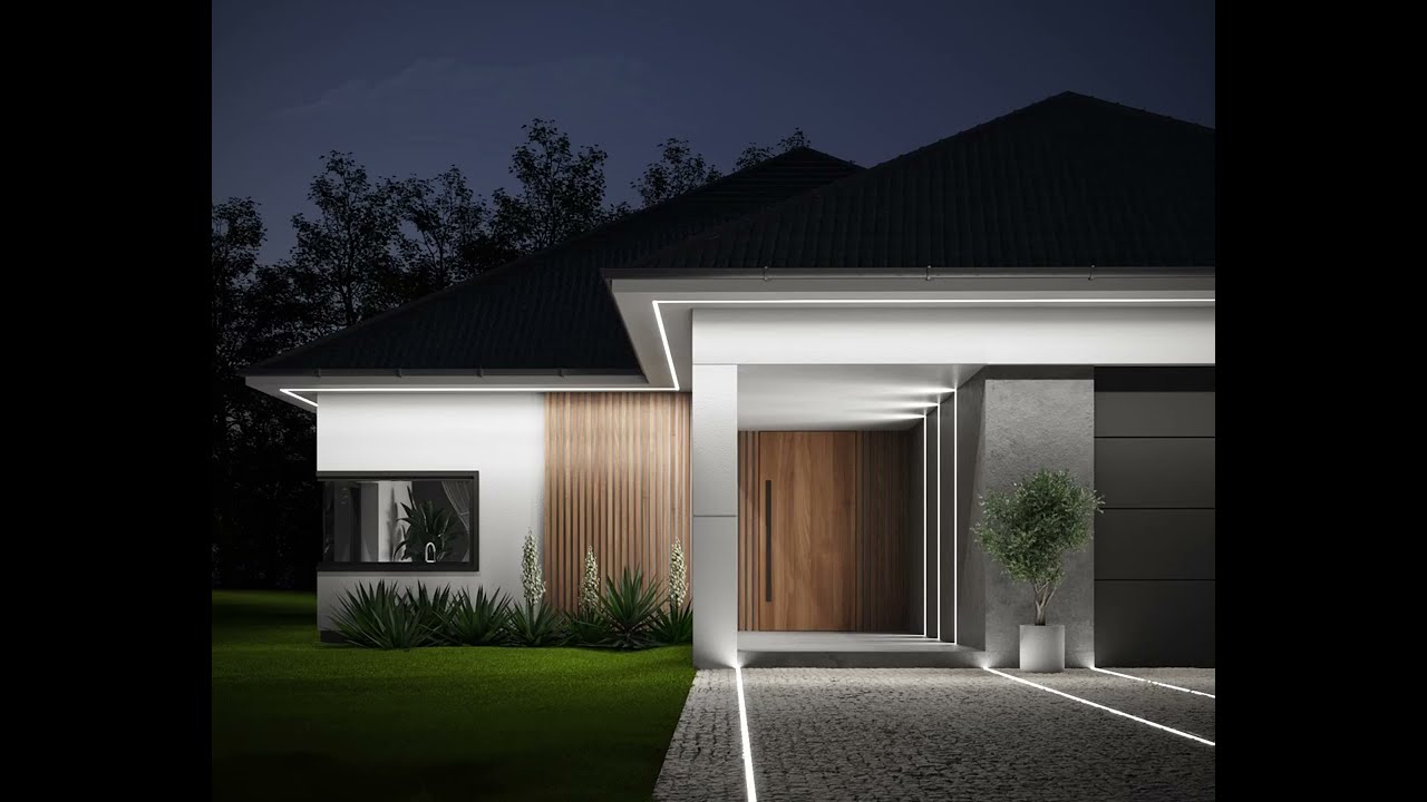 Oświetlenie elewacji domu - podsufitka dachowa z taśmą LED - Kingled.pl